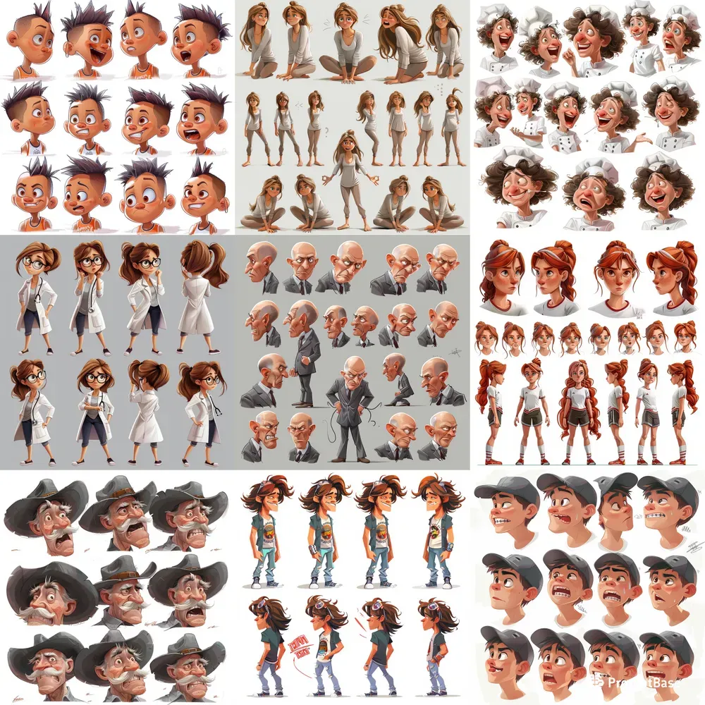 Expressive Character Design Sheets Midjourney Prompt | PromptBase