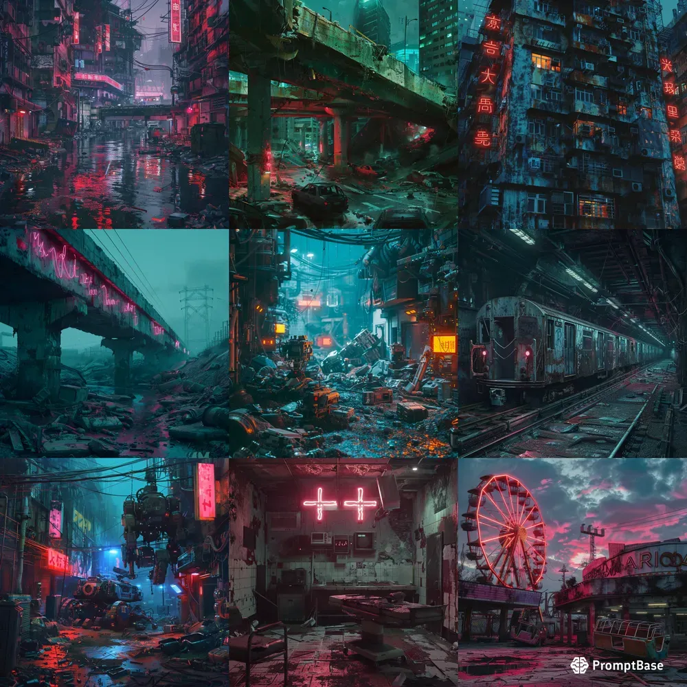 Dystopian Cyberpunk City Midjourney Prompt | PromptBase