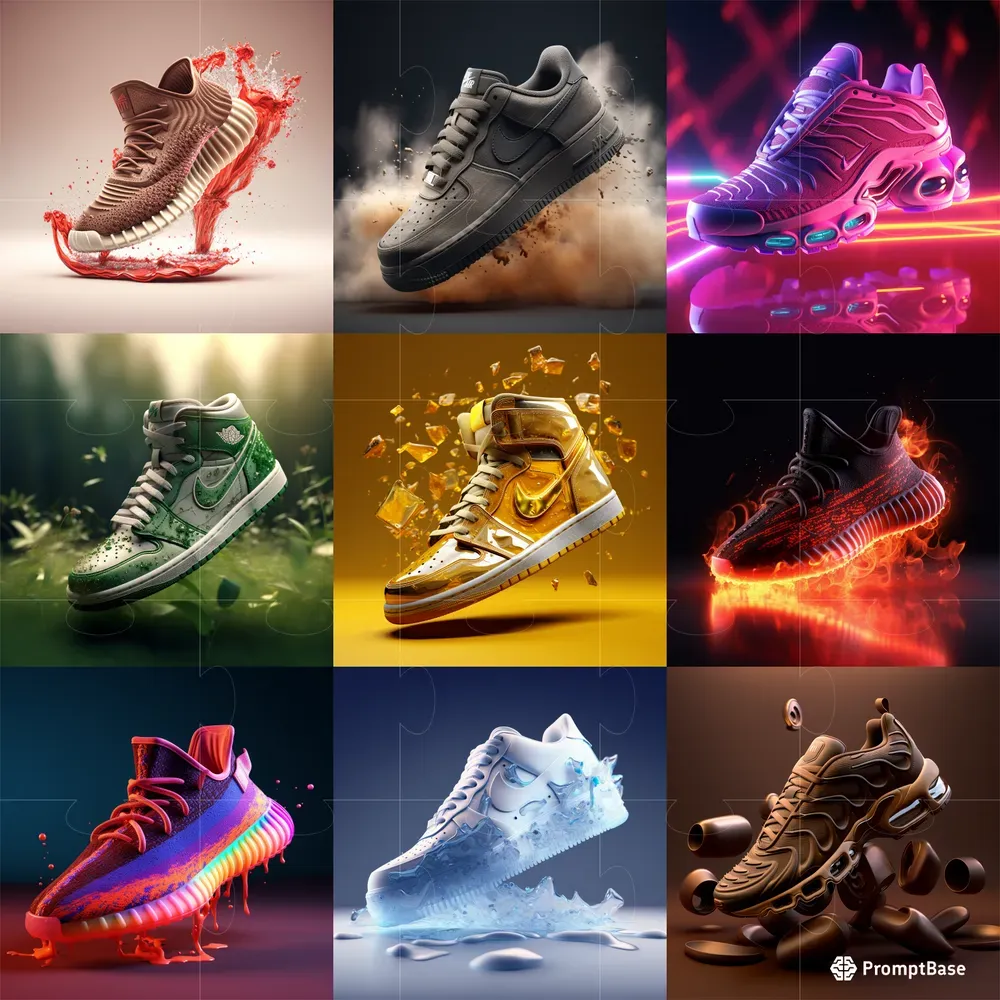 Sneakers Renders With Materials Effects Midjourney Prompt | PromptBase