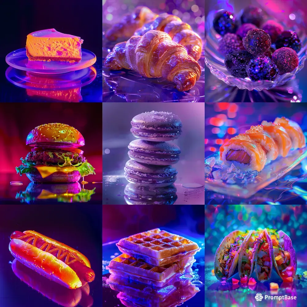 Uv Glow Food Art Midjourney Prompt | PromptBase