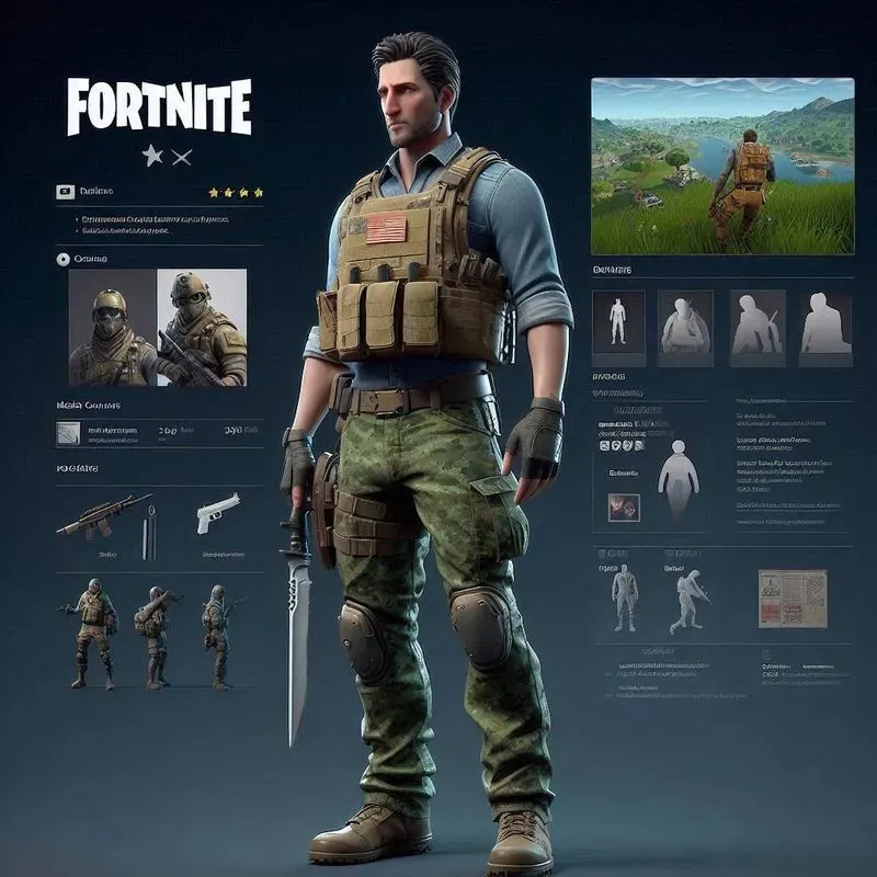 Fortnite Character Profile Stat Sheets DALL·E Prompt | PromptBase