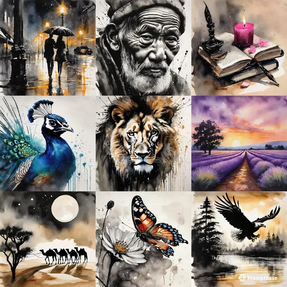 Splashed Ink Paintings Stable Diffusion Prompt | PromptBase