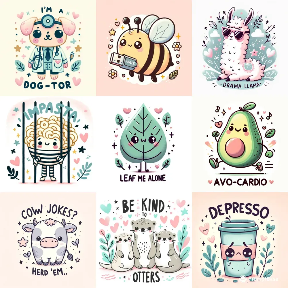 Funny Whimsical Pastel Cartoons DALL·E Prompt | PromptBase