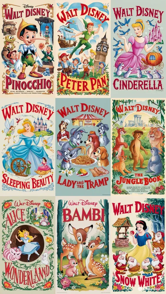 Vintage Disney Movie Posters Ideogram Prompt | PromptBase