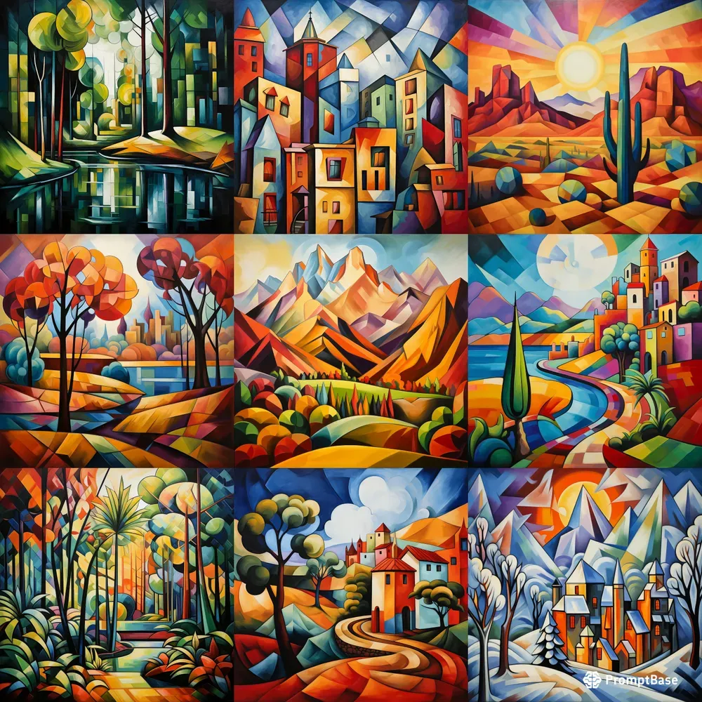 Cubist Landscapes Cubism Oil Paintings Midjourney Prompt | PromptBase
