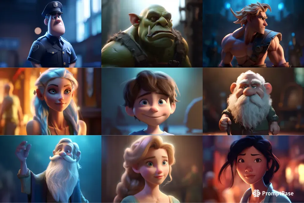 Disney Pixar Animated Characters Midjourney Prompt | PromptBase