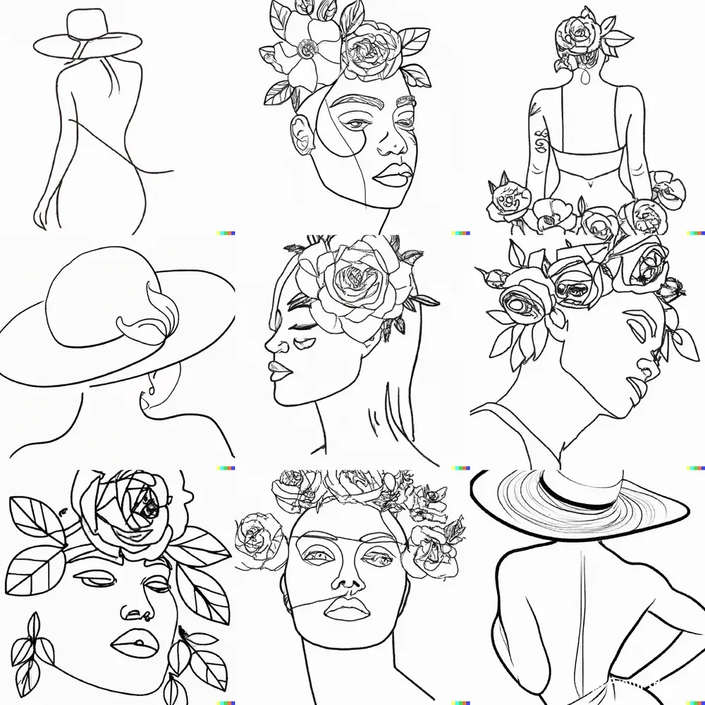 Women In Line Art Style DALL·E Prompt | PromptBase