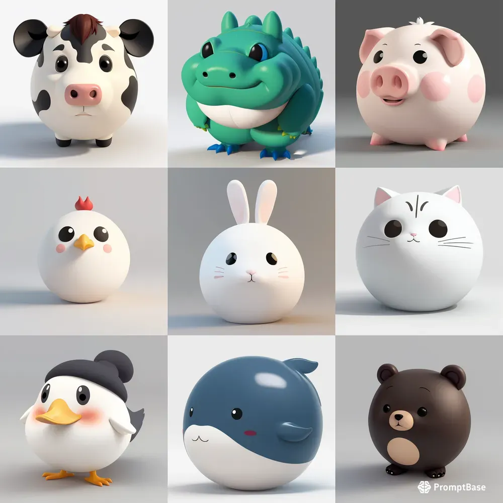 Round Animals Stable Diffusion Prompt | PromptBase