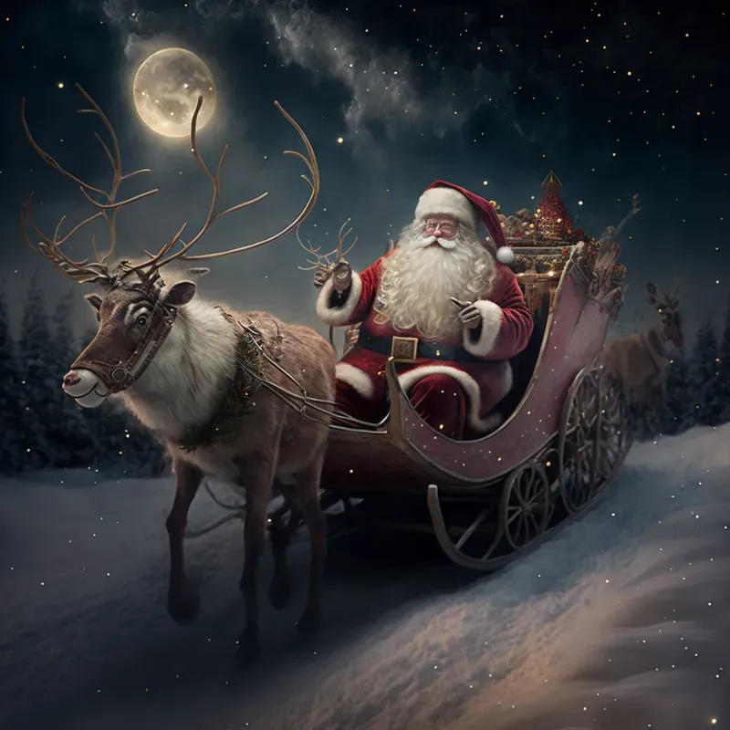 Santas In A Sleigh Midjourney Prompt | PromptBase