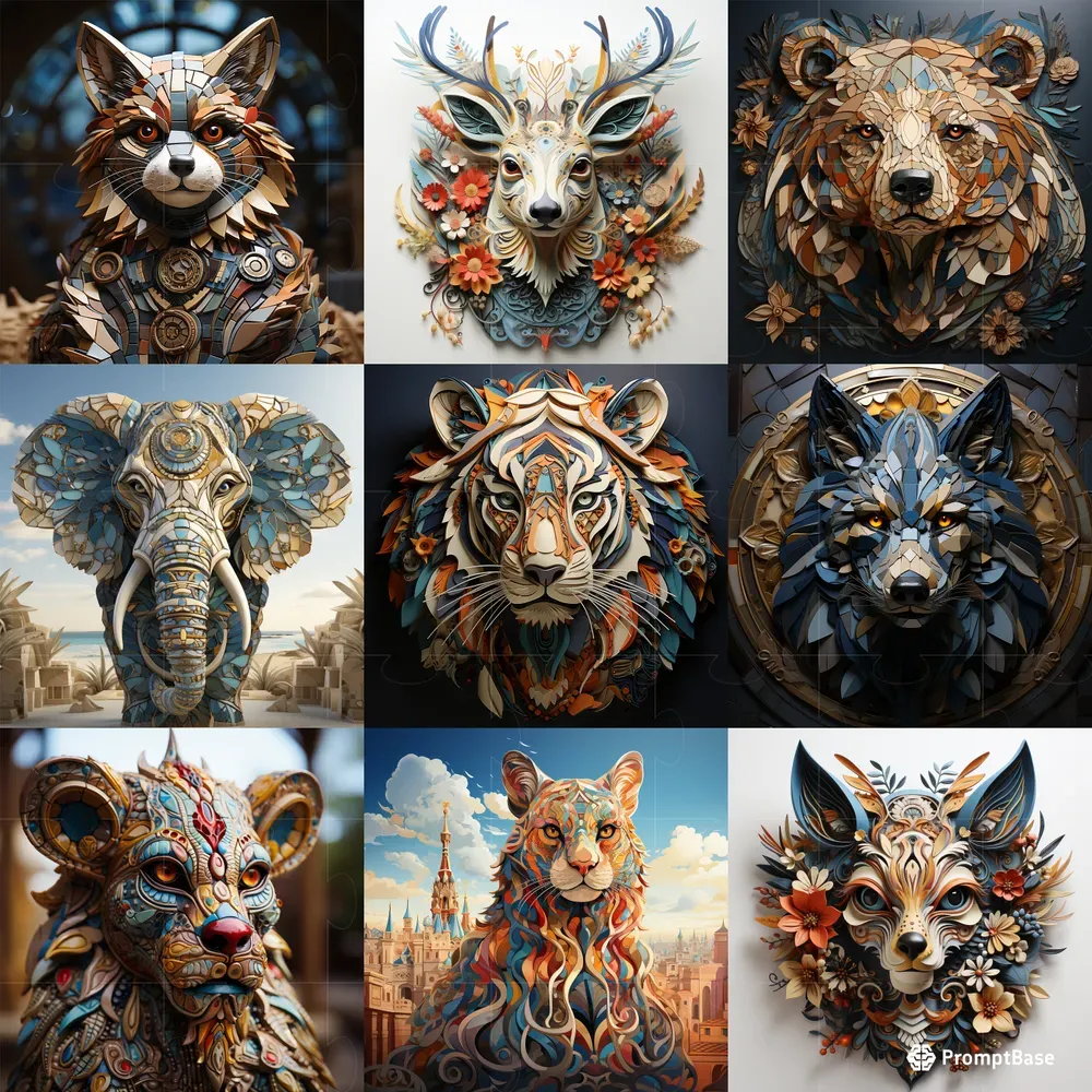 Natures Mosaic Gauds Menageries Midjourney Prompt | PromptBase