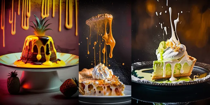 Dripping Food Photography In Pop Art Midjourney Prompt | PromptBase