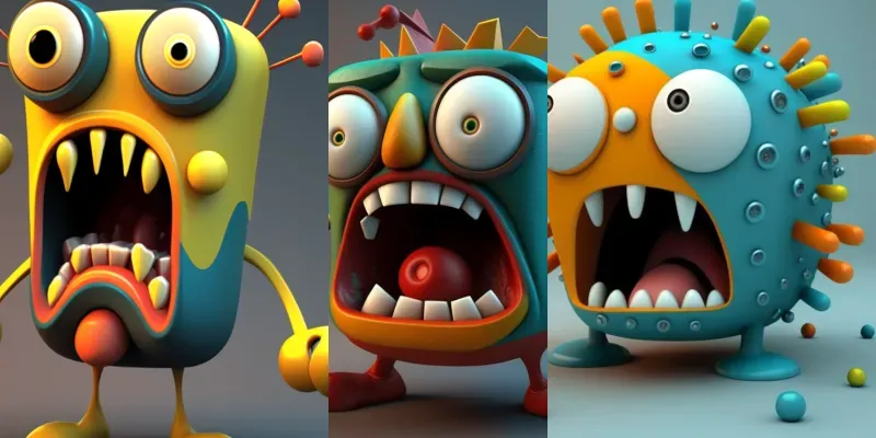 Intense 3D Face Monsters Midjourney Prompt | PromptBase