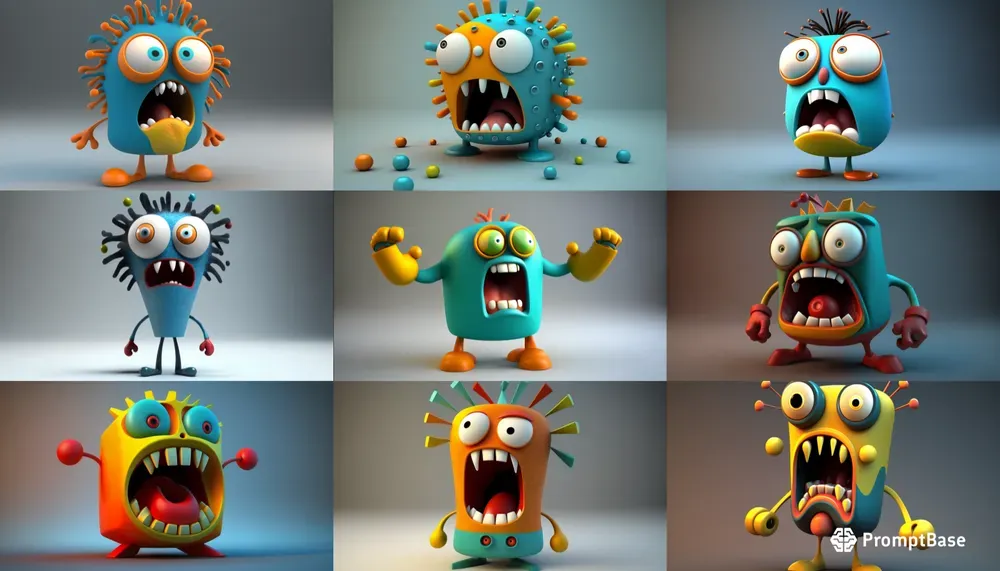 Intense 3D Face Monsters Midjourney Prompt | PromptBase