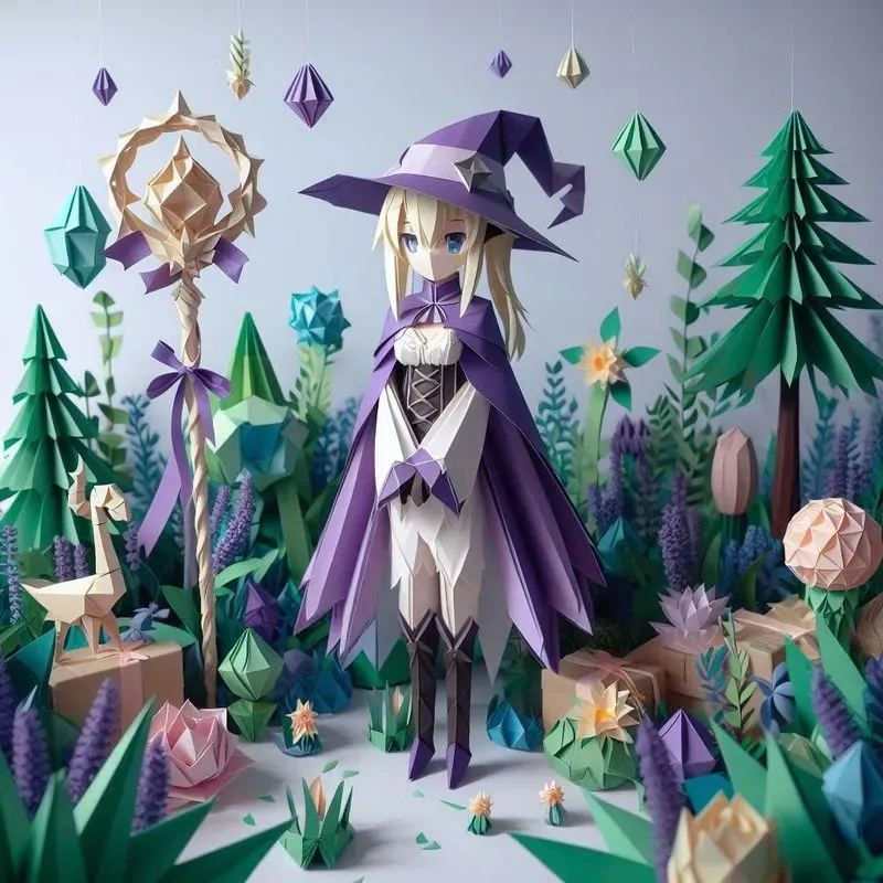 Origami Anime Character Scenes DALL·E Prompt | PromptBase