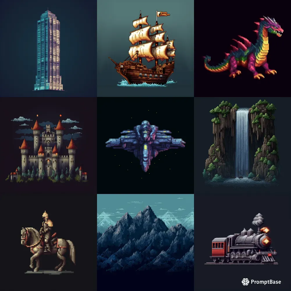 2D Pixel Art 8bit Retro Game Assets Midjourney Prompt | PromptBase