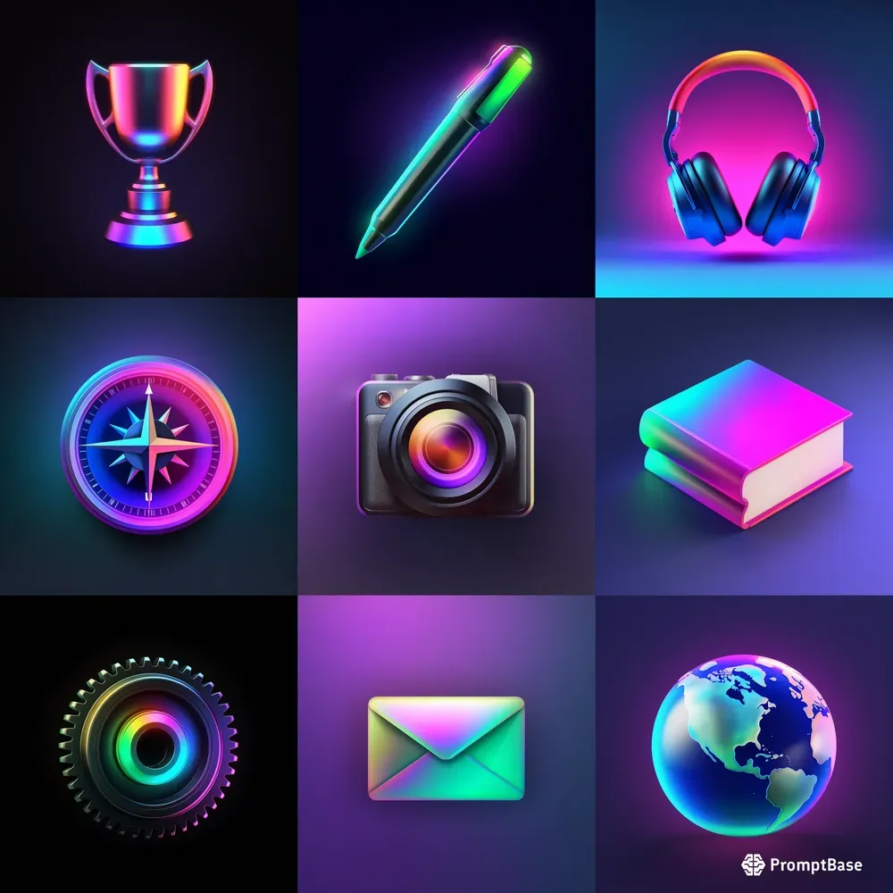 3D Realistic Texture Ui Style Icons Midjourney Prompt | PromptBase