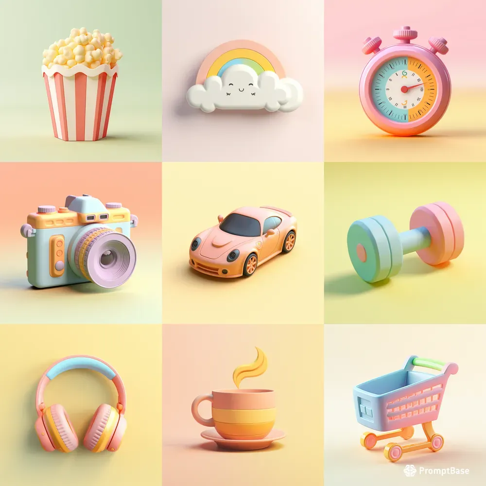 Super Cute 3D Clay Icons And Objects Midjourney Prompt | PromptBase