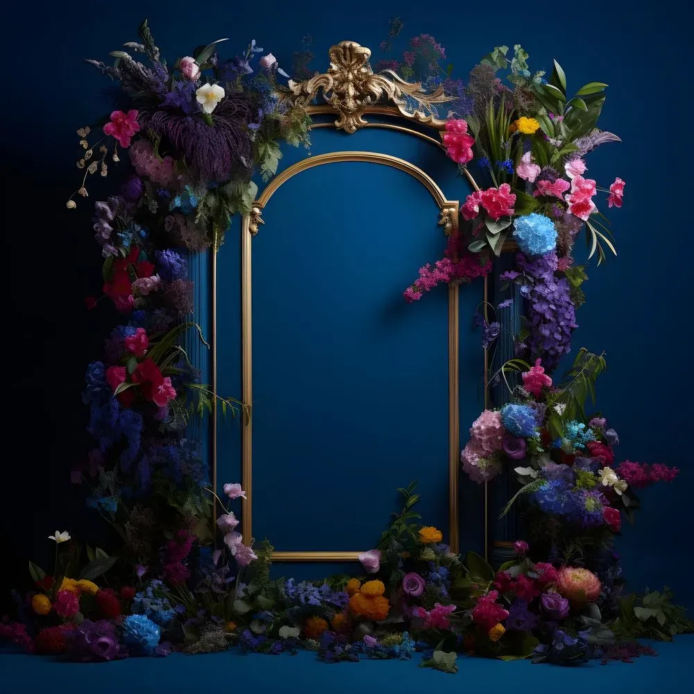 Floral Frame Digital Backdrops Midjourney Prompt | PromptBase