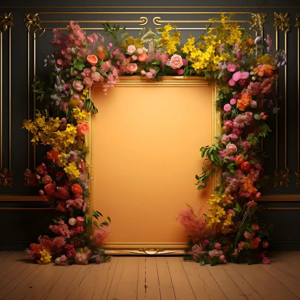 Floral Frame Digital Backdrops Midjourney Prompt | PromptBase