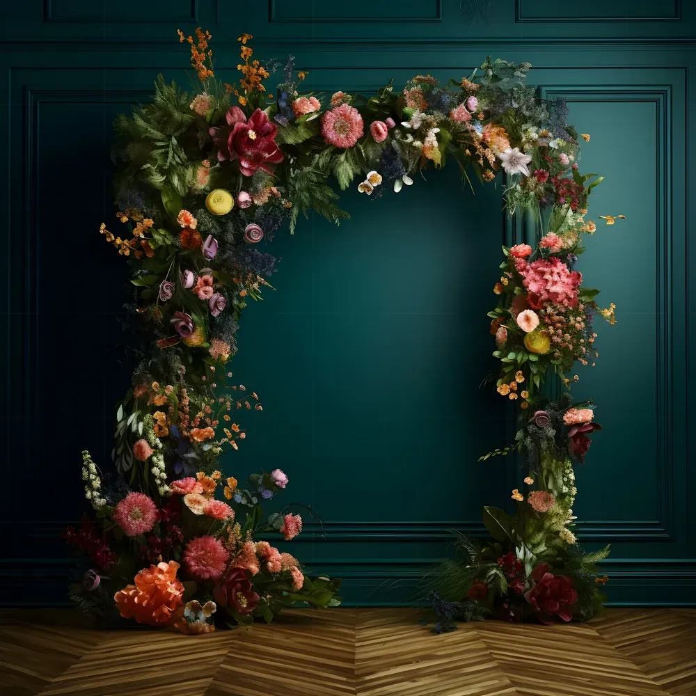 Floral Frame Digital Backdrops Midjourney Prompt | PromptBase