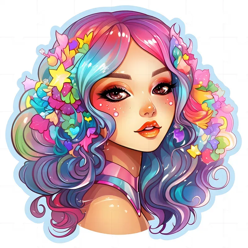 Girly Kawaii Character Stickers Midjourney Prompt | PromptBase