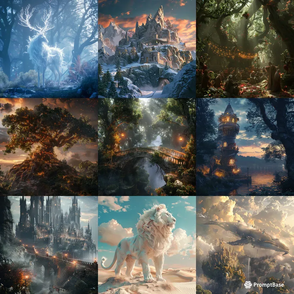 Cinematic Realms Of Fantasy Worlds Midjourney Prompt | PromptBase