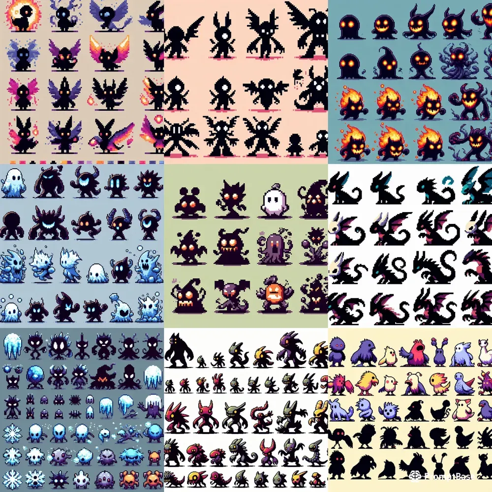 Monster Sprites For Game Design Assets DALL·E Prompt | PromptBase