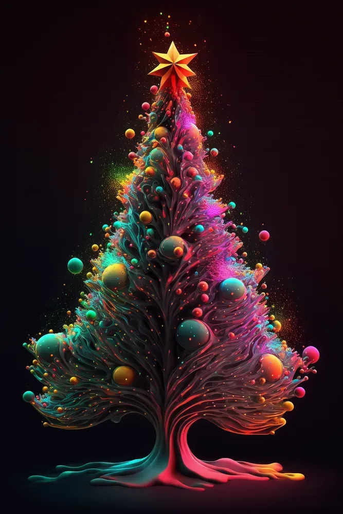 Psychedelic Christmas Trees Midjourney Prompt | PromptBase