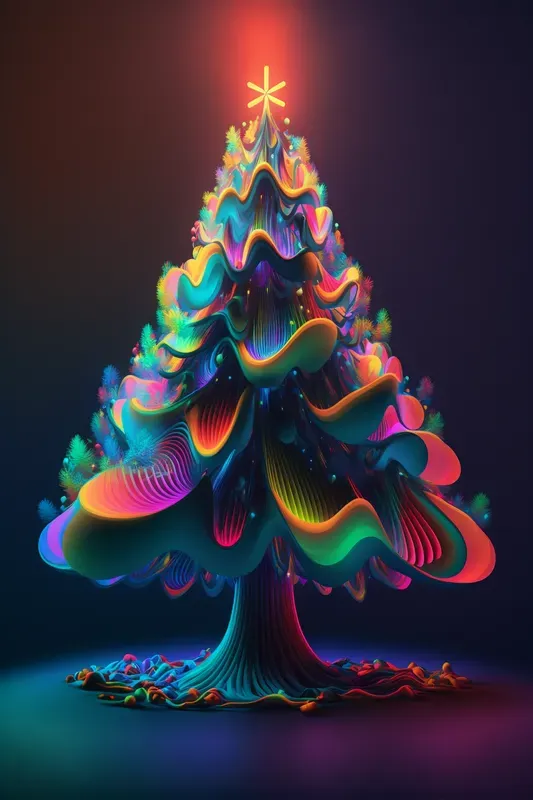 Psychedelic Christmas Trees Midjourney Prompt | PromptBase