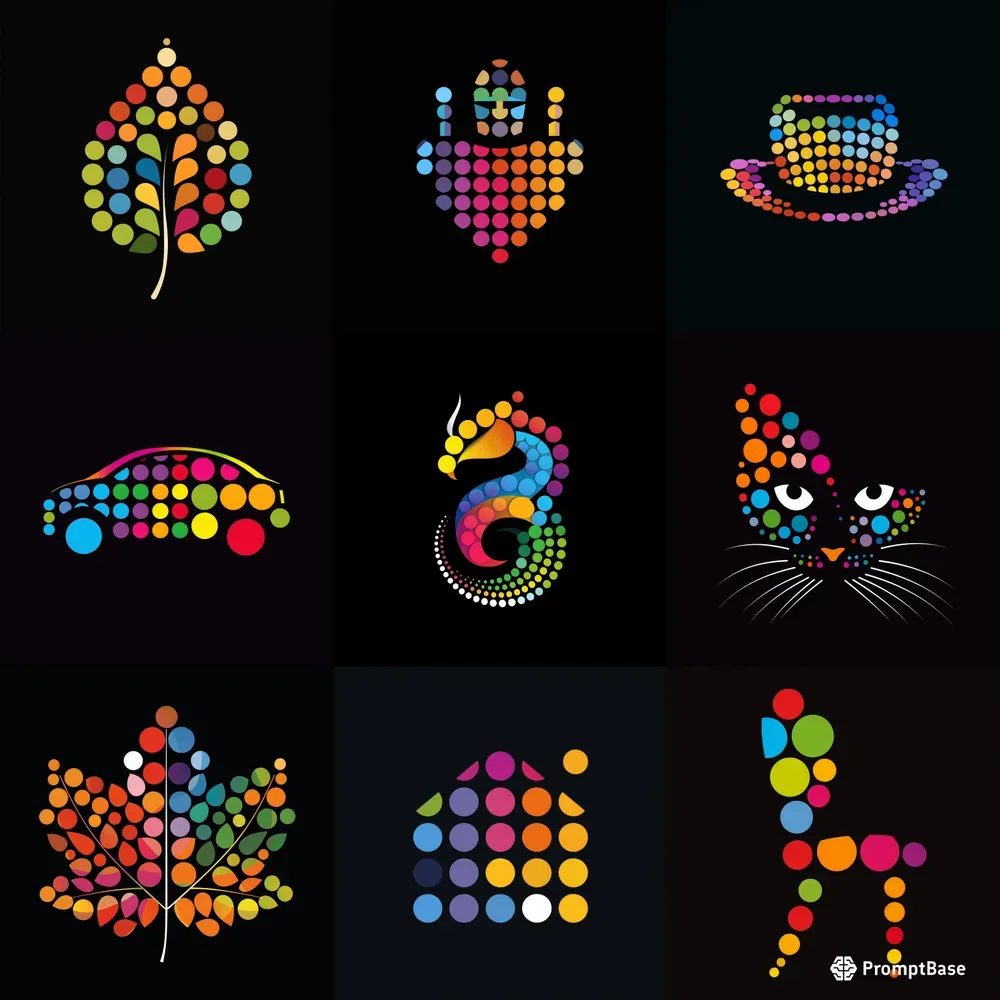 Vibrant Dot Logos Midjourney Prompt | PromptBase