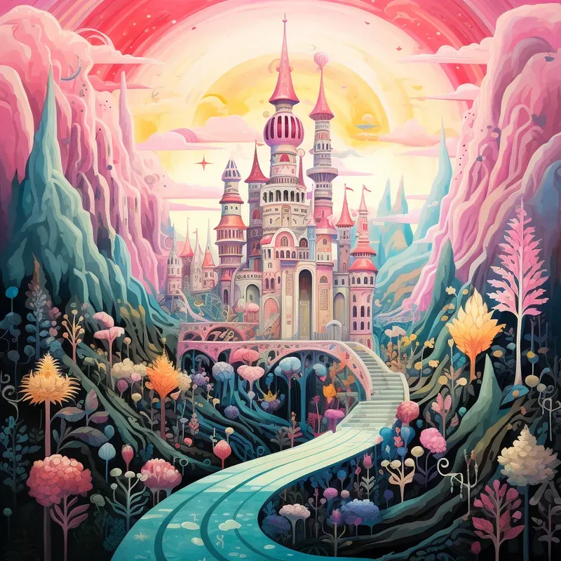 Kids Illustrations Psychedelic Folk Art Midjourney Prompt | PromptBase