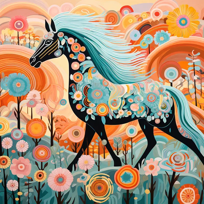 Kids Illustrations Psychedelic Folk Art Midjourney Prompt | PromptBase