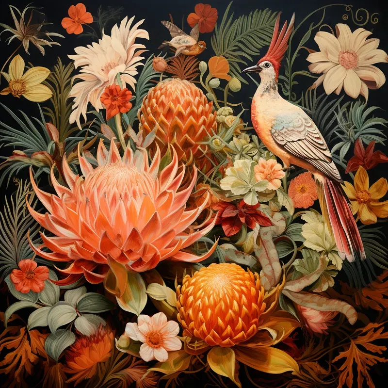 Native Botanical And Tropical Wallpapers Midjourney Prompt | PromptBase