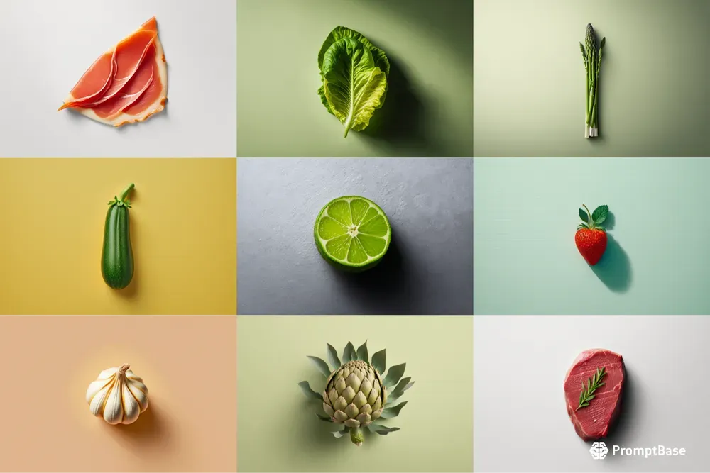 Minimalistic Food From Above Midjourney Prompt | PromptBase