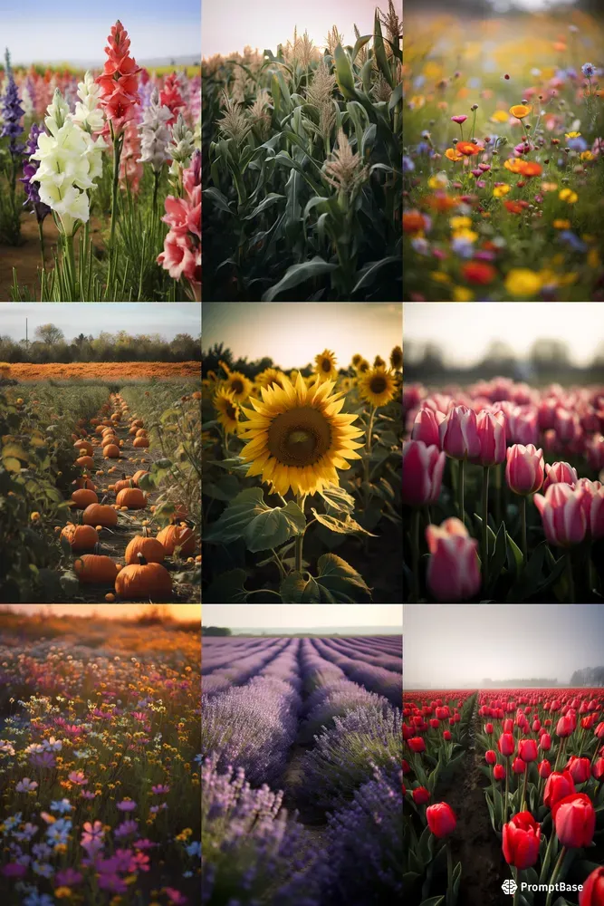 Realistic Flower Landscapes Midjourney Prompt | PromptBase