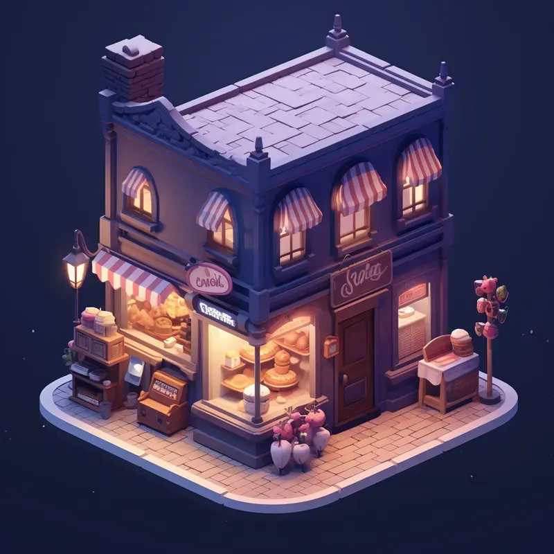 3D Isometric Mini Shops Midjourney Prompt | PromptBase