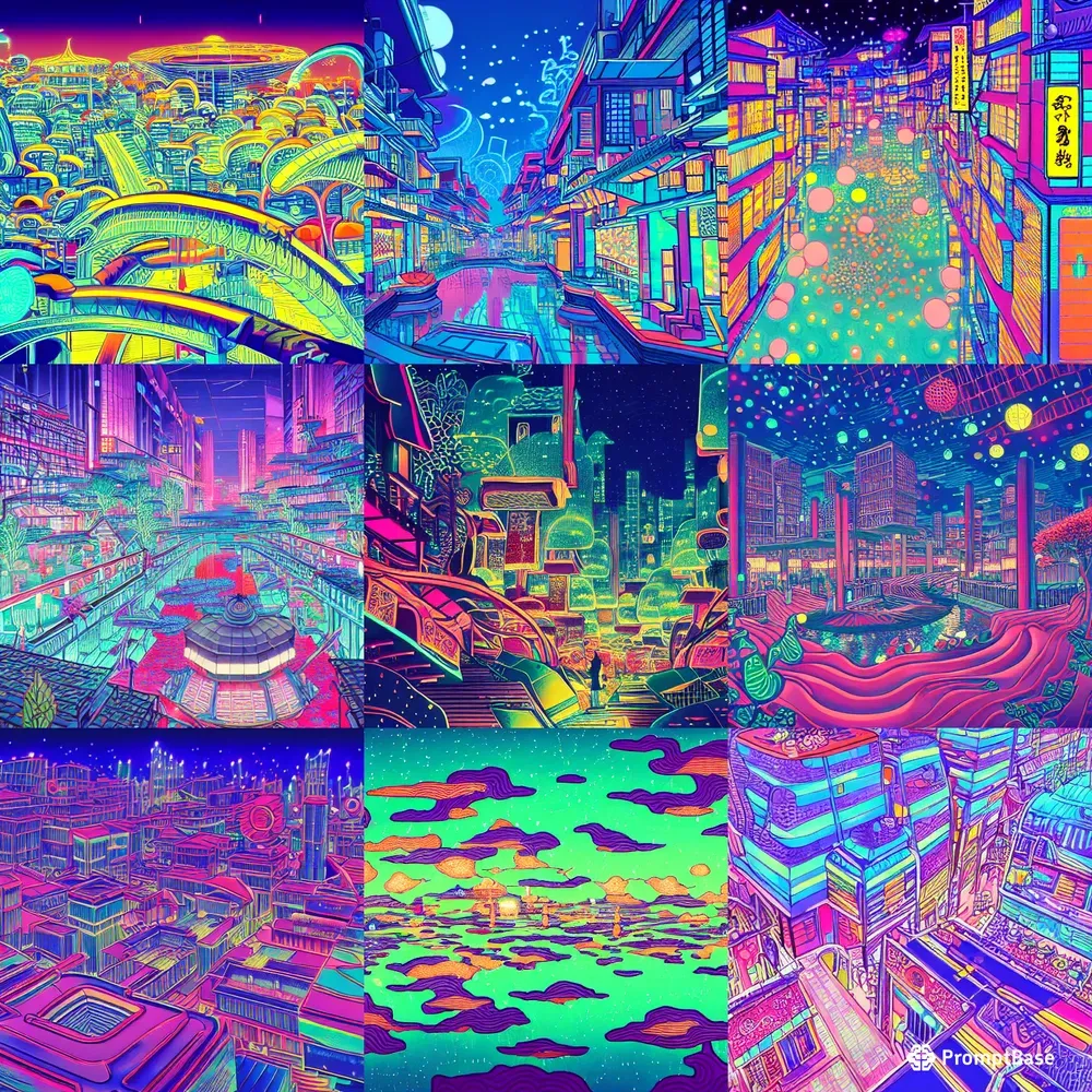 Psychedelic Japanese Cities Prompt | PromptBase