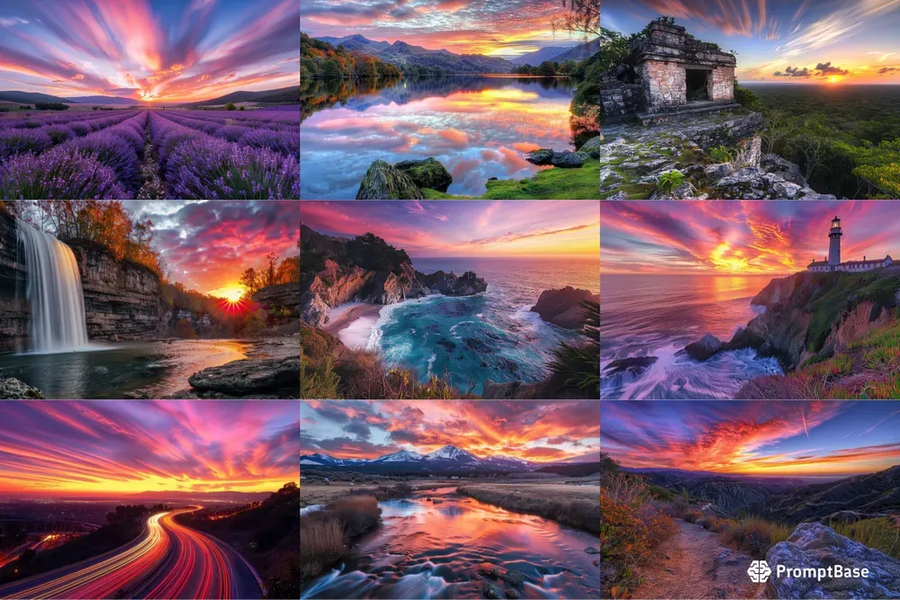 HDr Long Exposure Sunset Photographs Midjourney Prompt | PromptBase