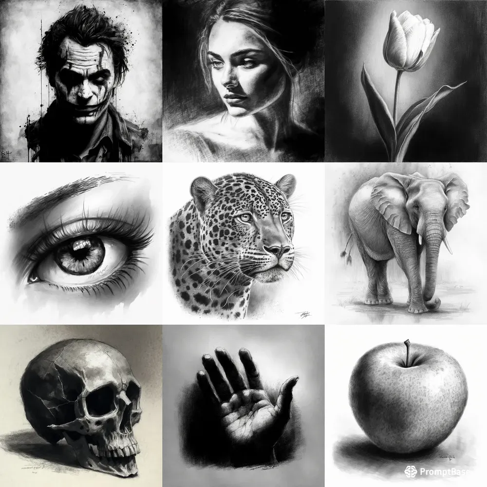 Charcoal Drawings Midjourney Prompt | PromptBase