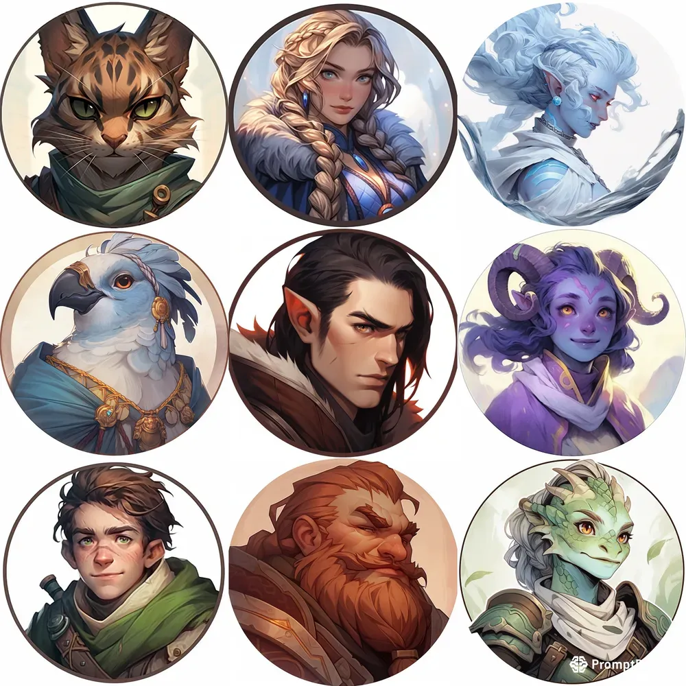 DnD Game Circle Icons Tokens Midjourney Prompt | PromptBase