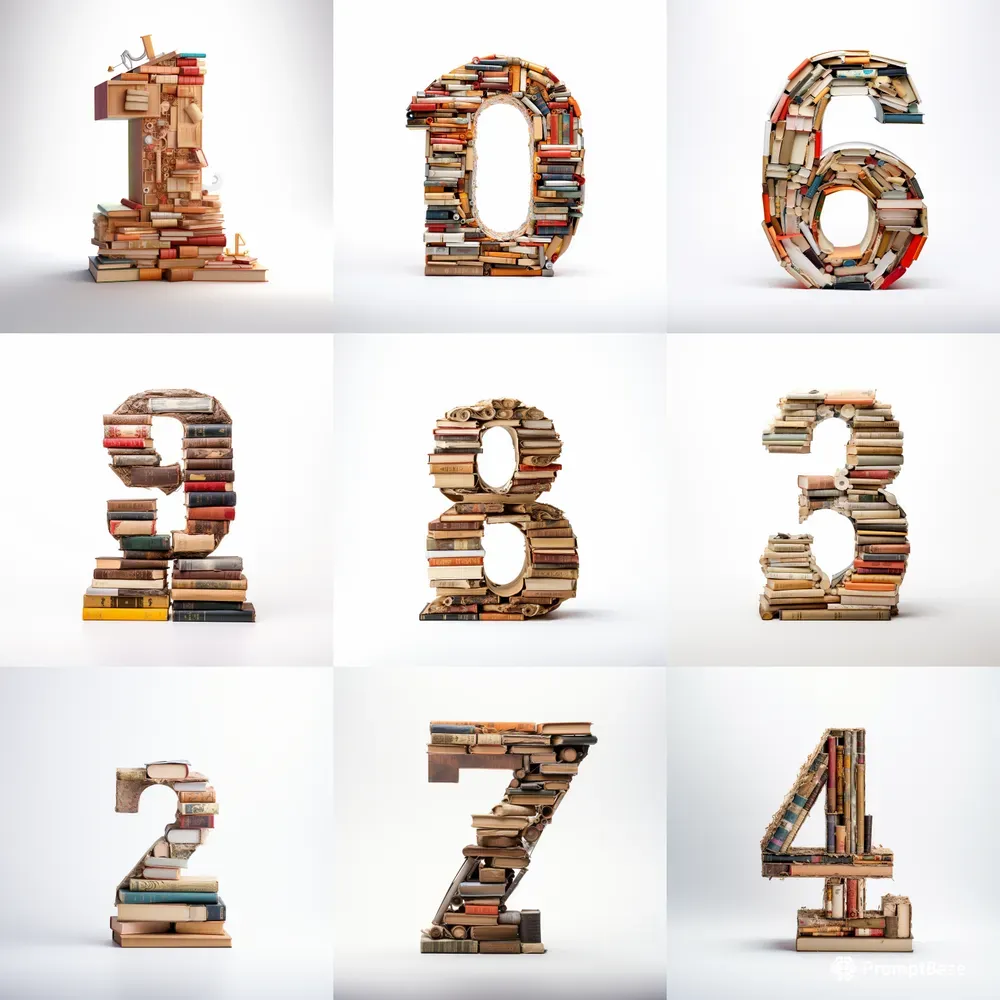 Number Books Midjourney Prompt | PromptBase