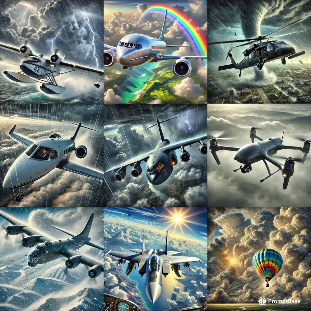 Airplane Weather Scenes DALL·E Prompt | PromptBase