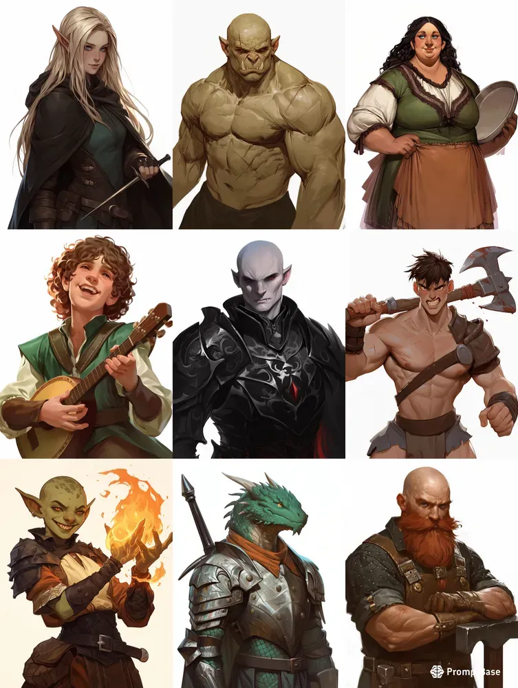 Fantasy RPG DnD Character Portraits Midjourney Prompt | PromptBase