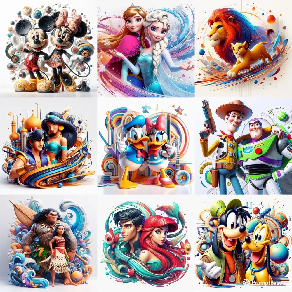 Modern Disney 3D Stylized Characters DALL·E Prompt | PromptBase