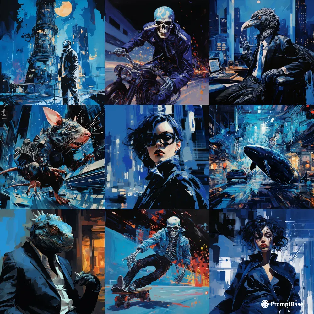 Brown And Mead Blue Neon Fusion Art Midjourney Prompt | PromptBase