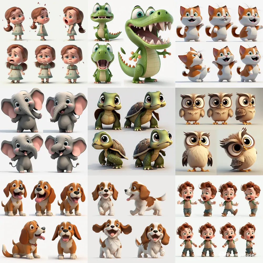 Character Poses And Expressions Sheets Midjourney Prompt | PromptBase