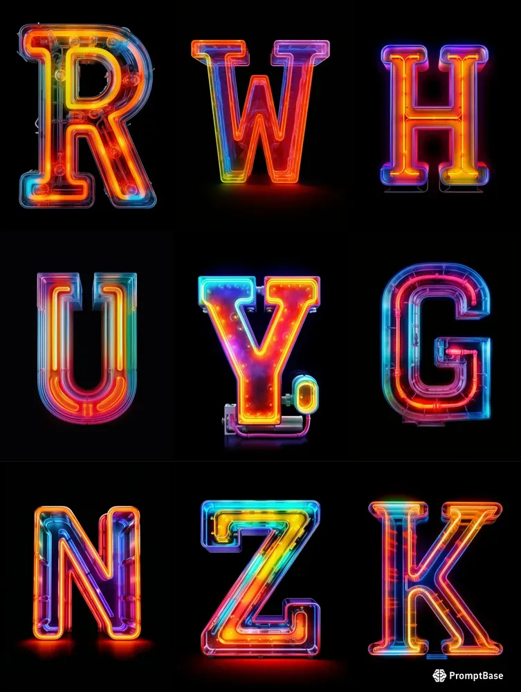 Neon Color Translucent Letters Midjourney Prompt | PromptBase