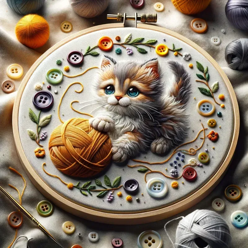 Bright Button Embroidery Designs DALL·E Prompt | PromptBase