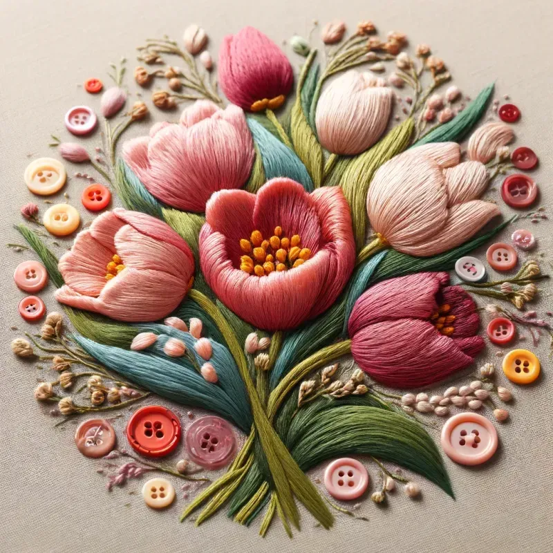 Bright Button Embroidery Designs DALL·E Prompt | PromptBase