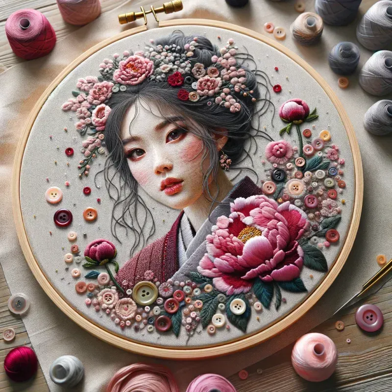 Bright Button Embroidery Designs DALL·E Prompt | PromptBase